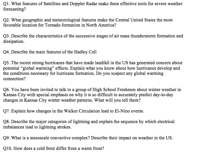 Solved Q1. What features of Satellites and Doppler Radar | Chegg.com