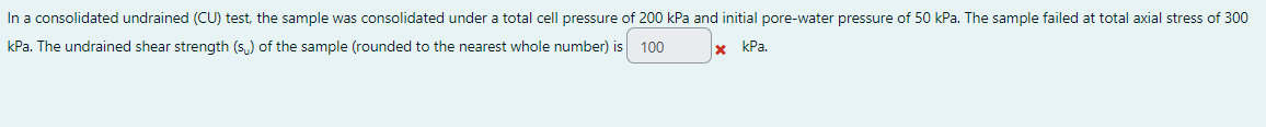 Solved In a consolidated undrained (CU) ﻿test, the sample | Chegg.com