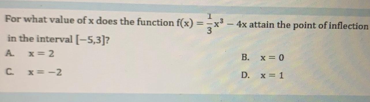 Solved For what value of x does the function f(x)=31x3−4x | Chegg.com
