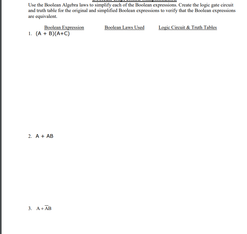 Solved Use the Boolean Algebra laws to simplify each of the | Chegg.com