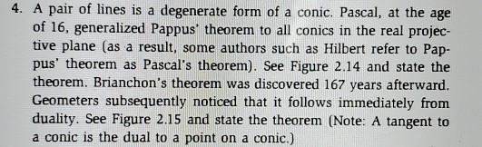 Solved 4. A pair of lines is a degenerate form of a conic. | Chegg.com