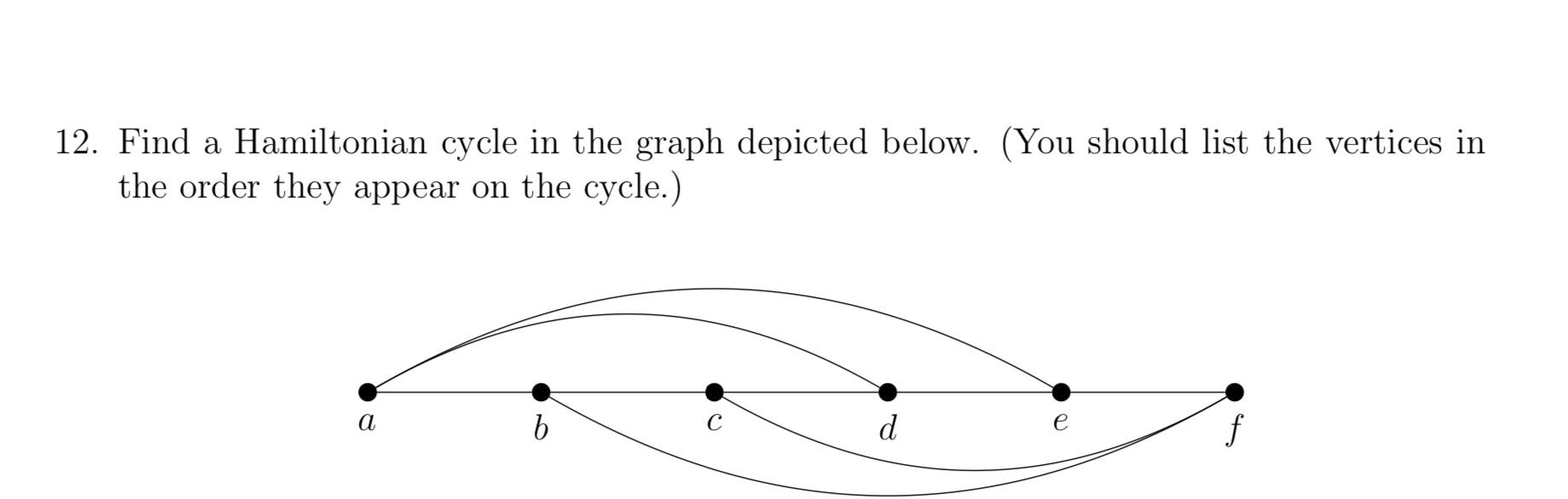 Solved 12. Find a Hamiltonian cycle in the graph depicted | Chegg.com