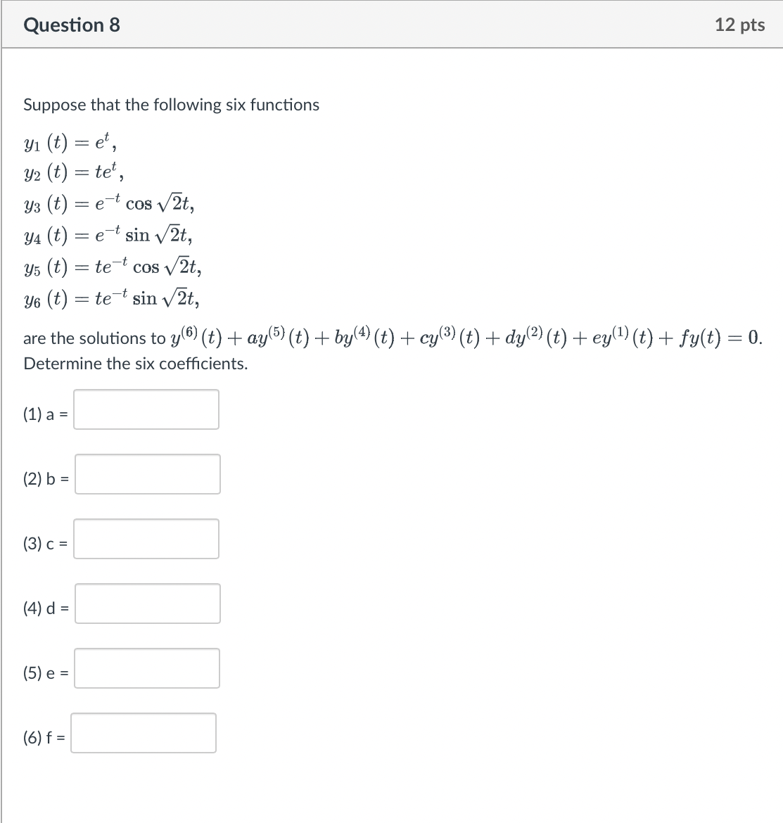 Solved Suppose that the following six functions | Chegg.com