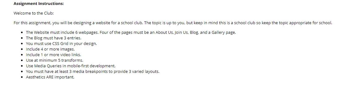Solved Assignment Instructions: Welcome to the Club: For | Chegg.com