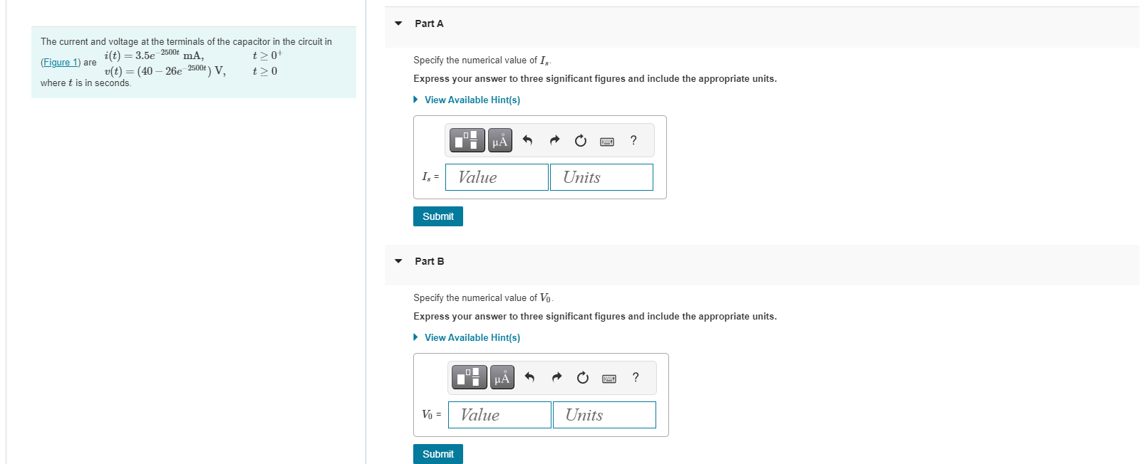 Solved The current and voltage at the terminals of the | Chegg.com