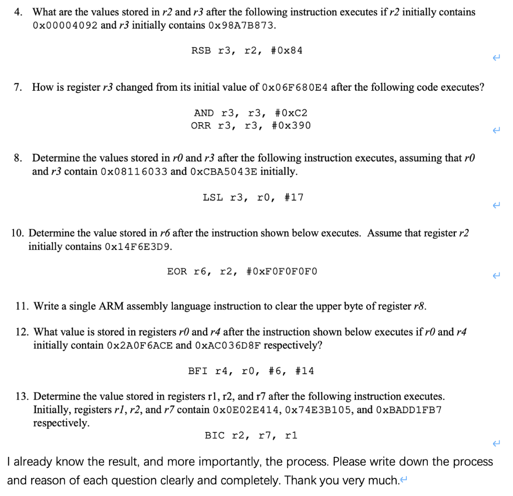 4. What are the values stored in r2 and r3 after the | Chegg.com