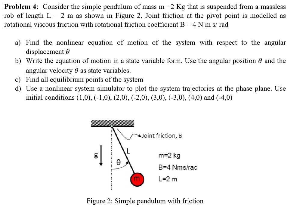 Solved Problem 4: Consider the simple pendulum of mass m -2 | Chegg.com