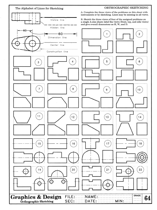 Solved The Alphabet of Lines for Sketching 다. ORTHOGRAPHIC | Chegg.com