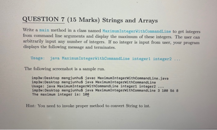 Solved Question 7 15 Marks Strings And Arrays Write A Main 1322