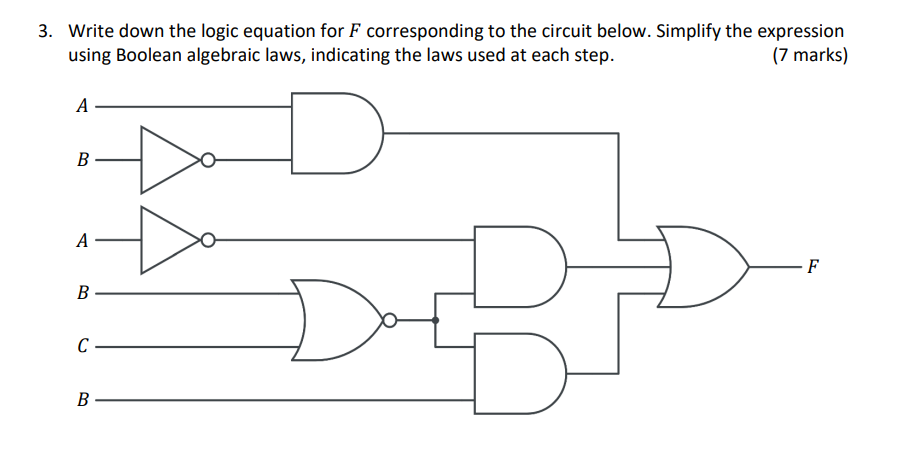 Solved 3. Write down the logic equation for F corresponding | Chegg.com