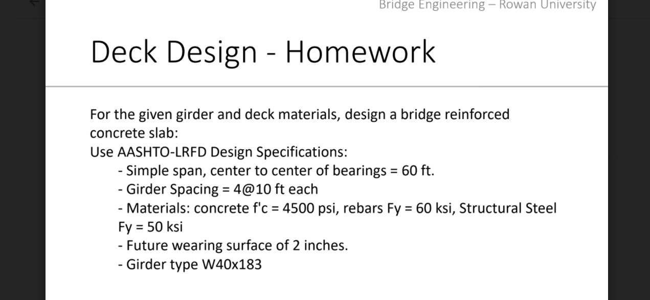 Solved For the given girder and deck materials, design a | Chegg.com