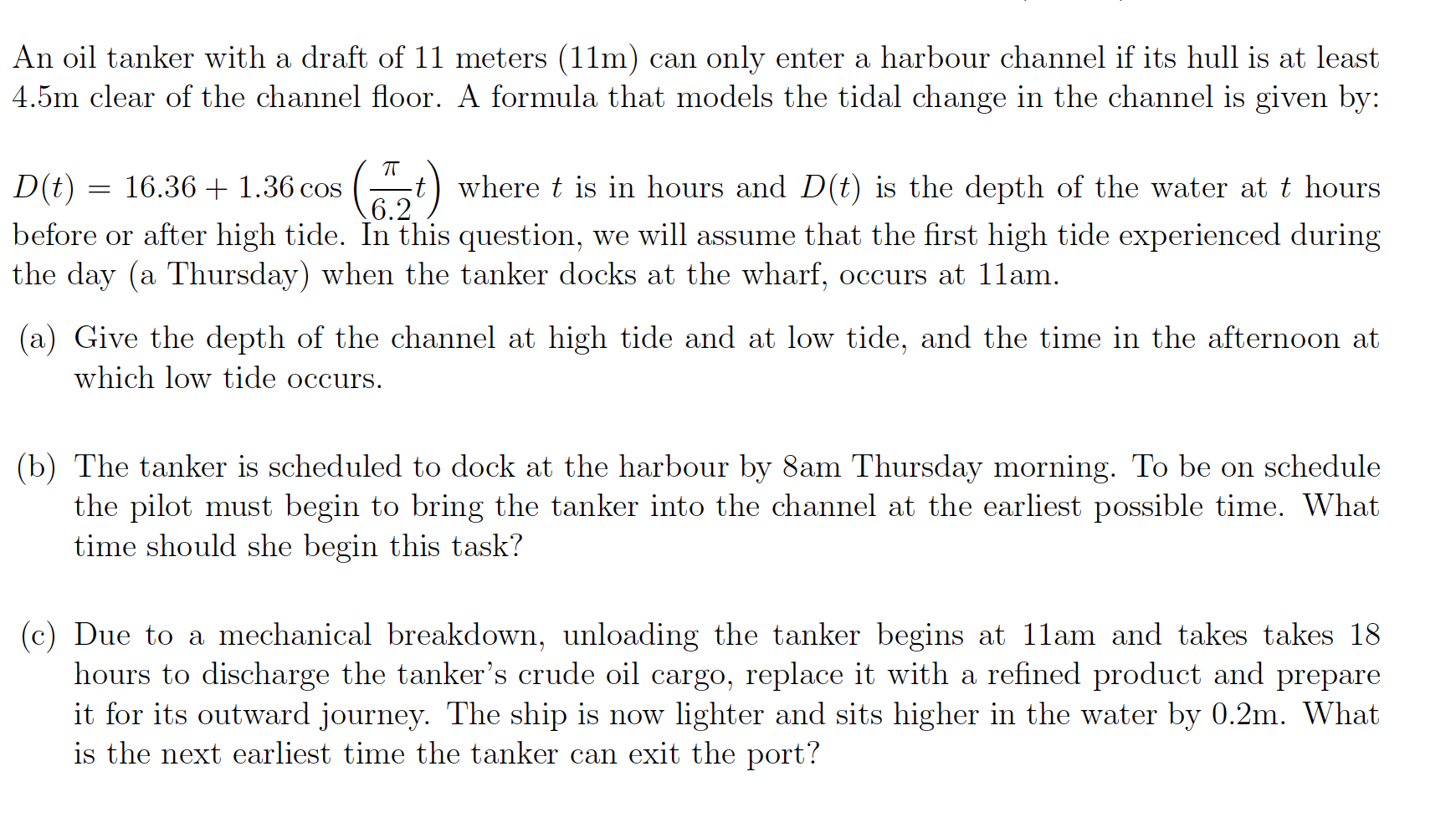 An oil tanker with a draft of 11 meters (11m) can | Chegg.com