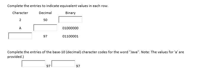 Solved Complete the entries to indicate equivalent values in | Chegg.com