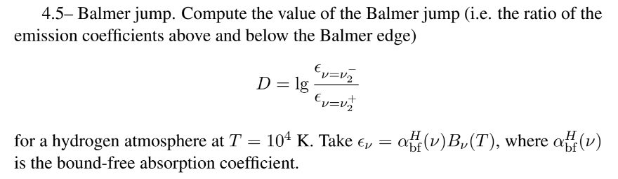 4.5– Balmer jump. Compute the value of the Balmer | Chegg.com