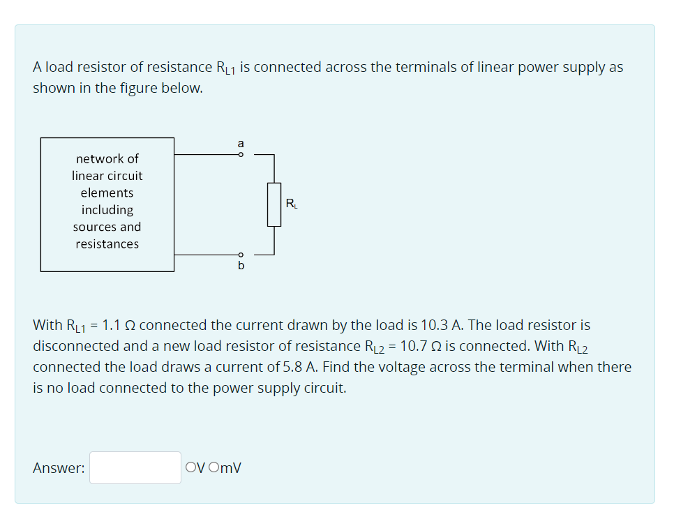 Solved A load resistor of resistance \\( R_{L 1} \\) is | Chegg.com