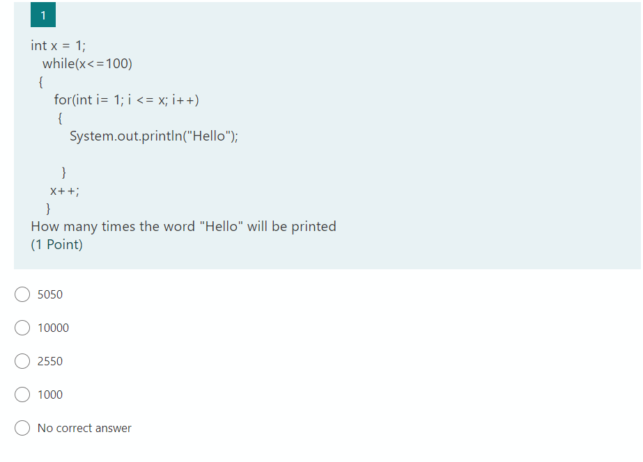 Solved 1 int x = 1; while(x