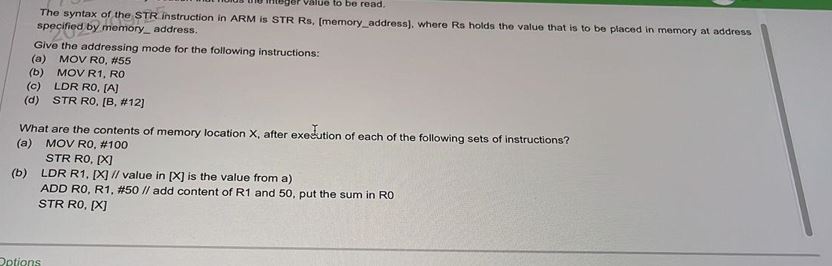 Solved The syntax of the MOV instruction in ARM is MOV Rd, | Chegg.com