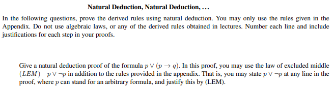 Solved Natural Deduction, Natural Deduction, ... In the | Chegg.com