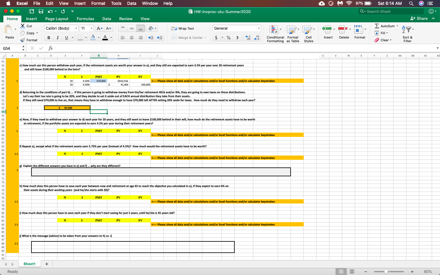 Solved Excel File Edit View Insert Format Tools Data Window | Chegg.com