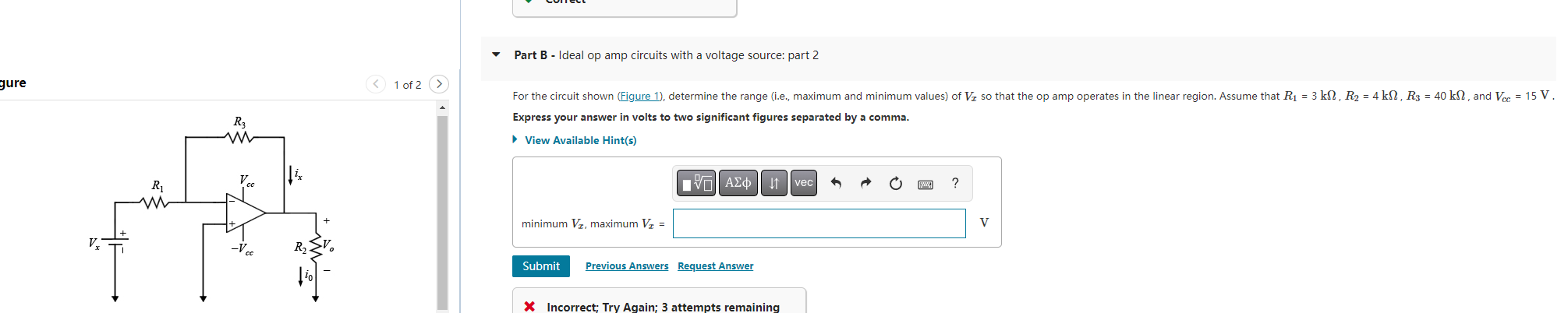 Solved Part C - Ideal op amp circuits with voltage and | Chegg.com