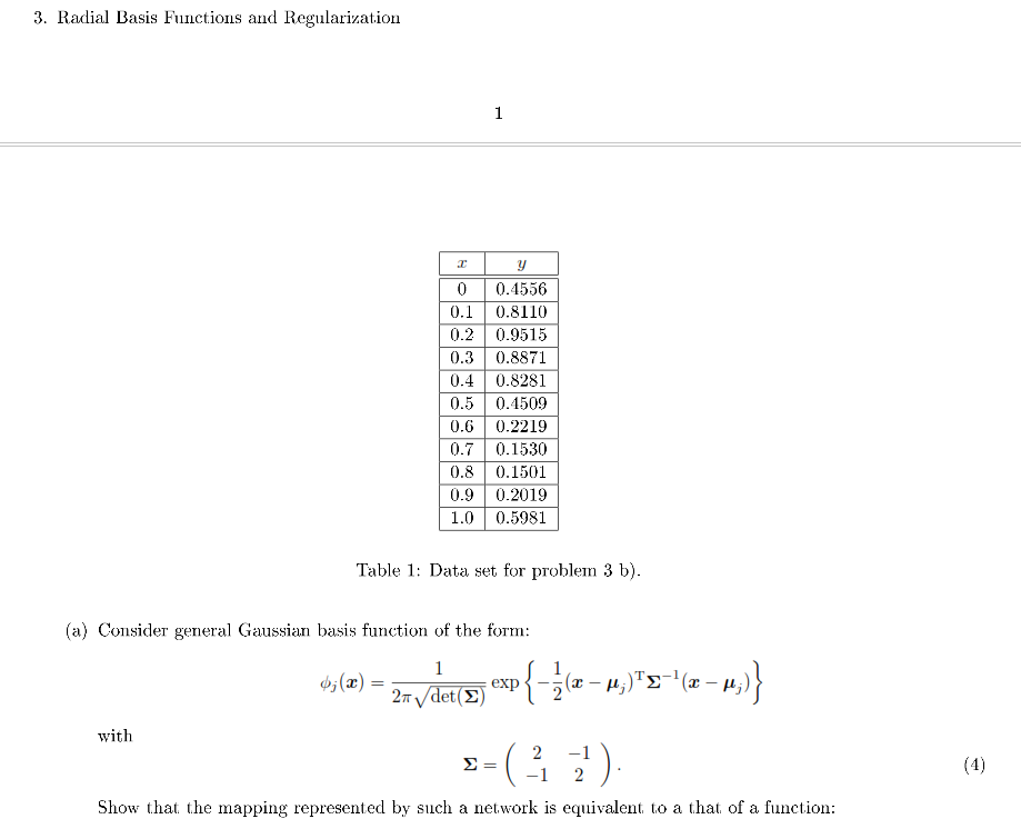 3 Radial Basis Functions And Regularization 1 Table