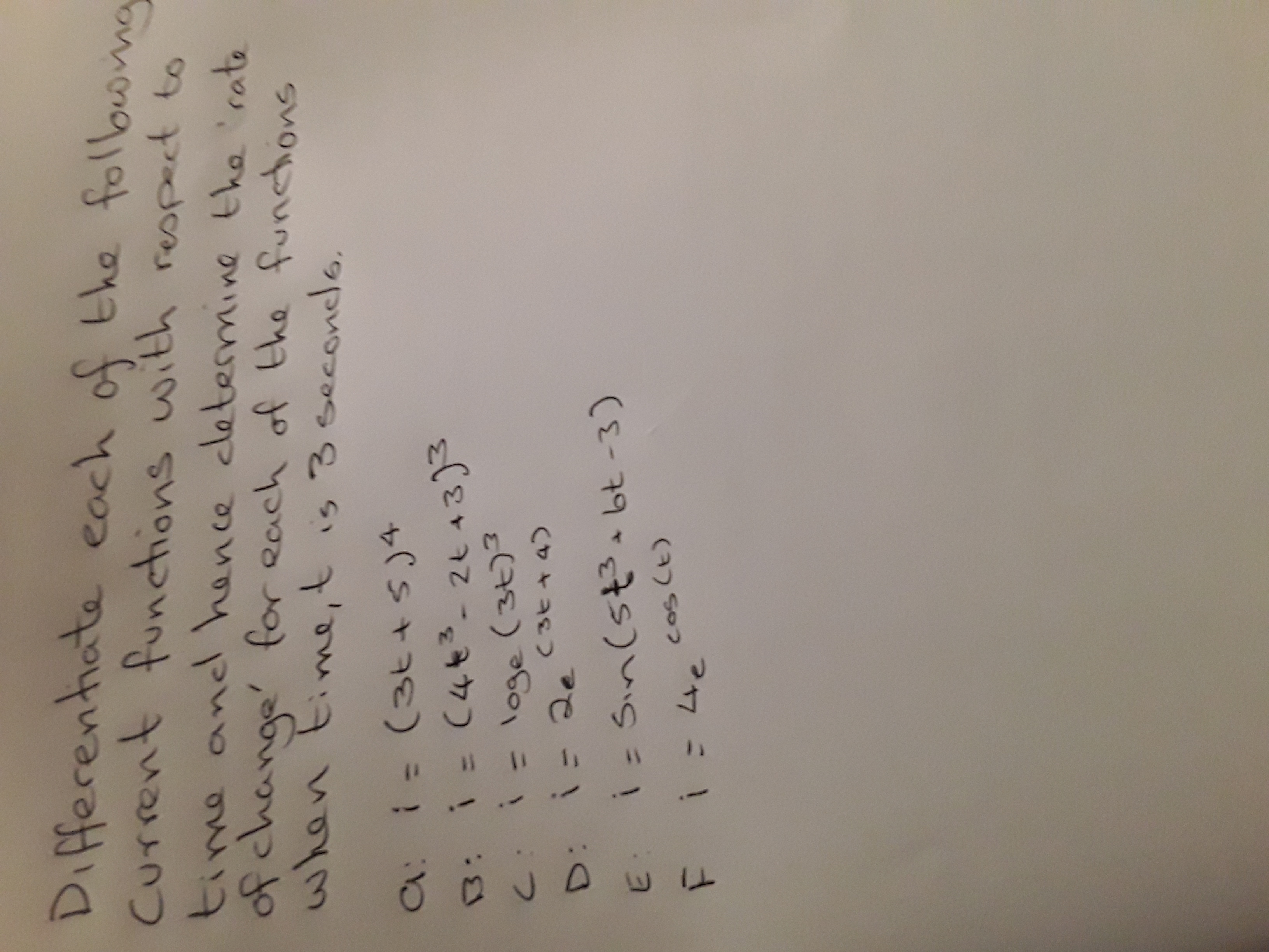 Solved Differentiate each of the following current functions | Chegg.com