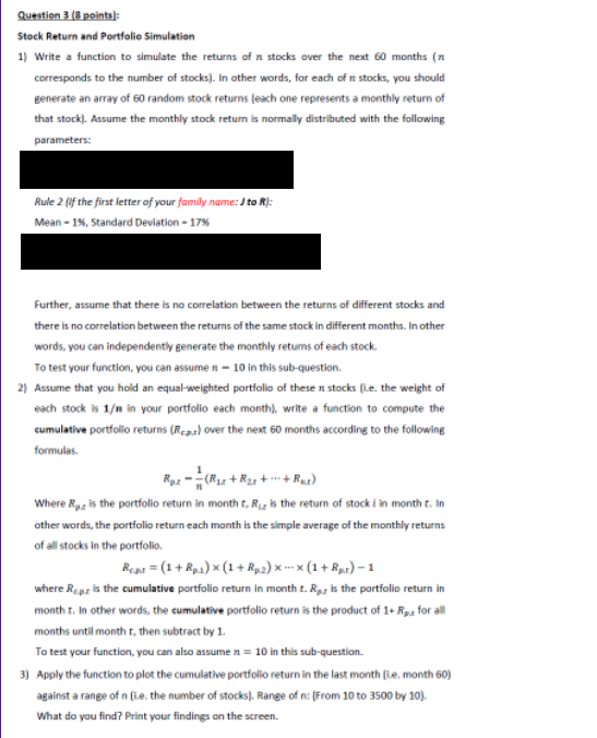 Solved Question 3 (8 points) Stock Return and Portfolio | Chegg.com