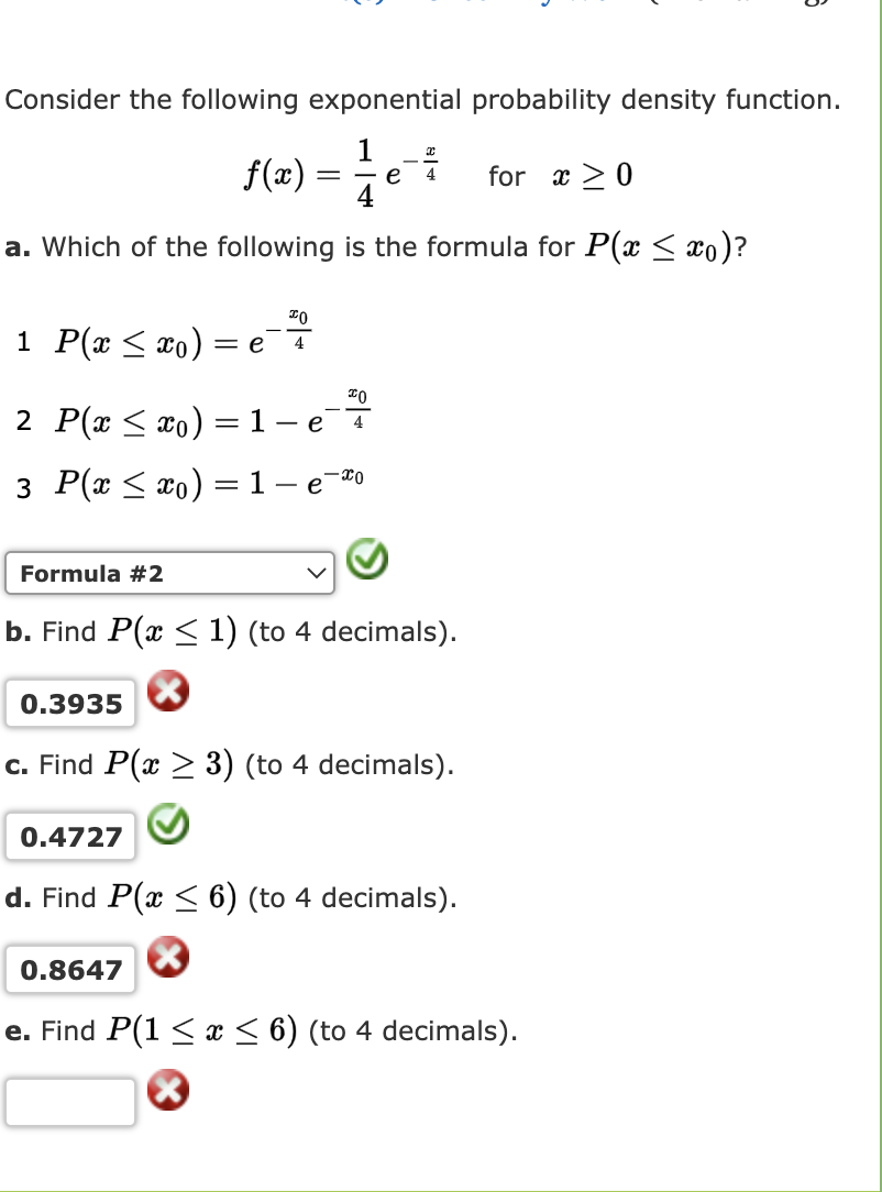 Solved Consider the following exponential probability | Chegg.com