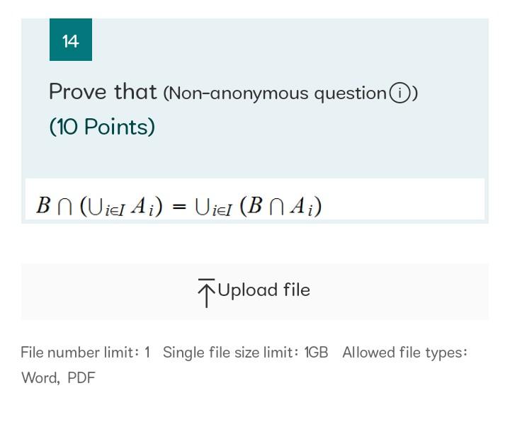 Solved 14 Prove that (Non-anonymous question ) (10 Points) | Chegg.com