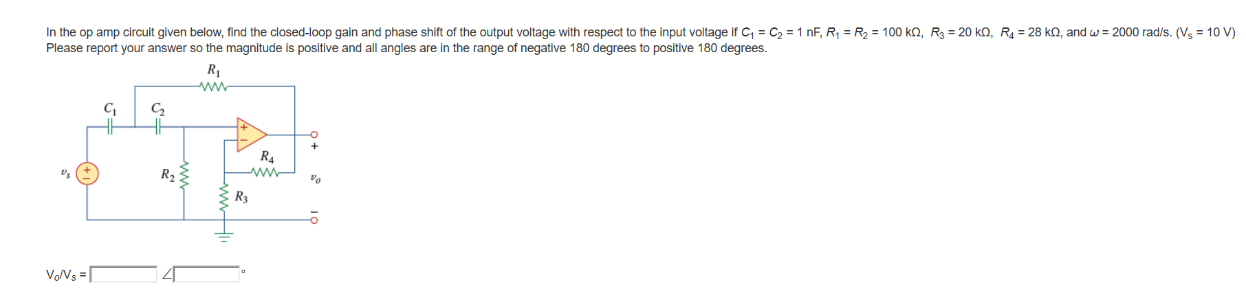 Solved In the op amp circuit given below, find the | Chegg.com
