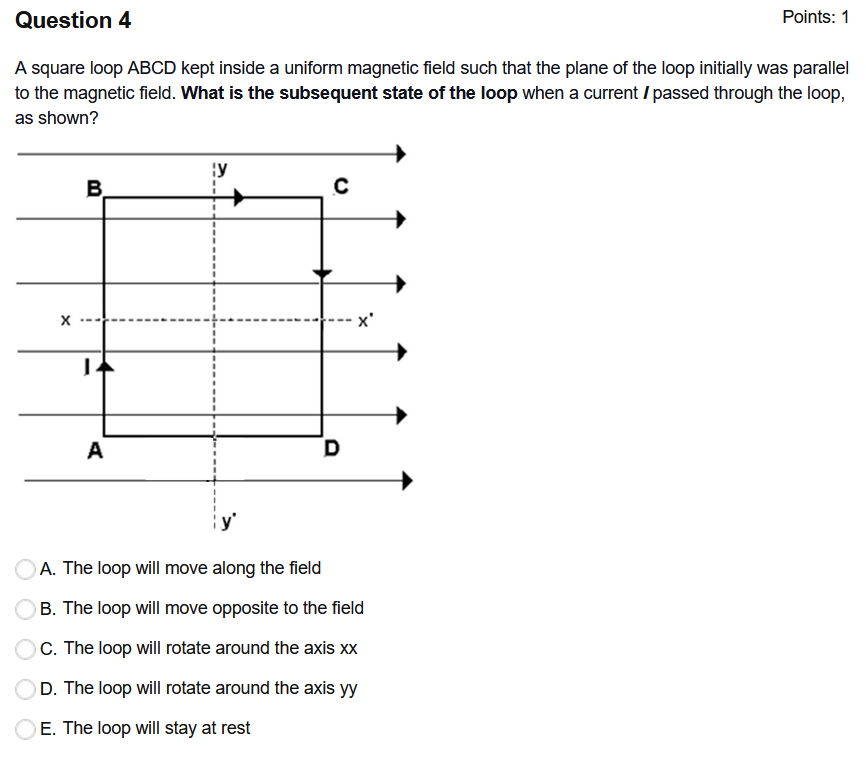 Solved Question 4 Points: 1 A square loop ABCD kept inside a | Chegg.com