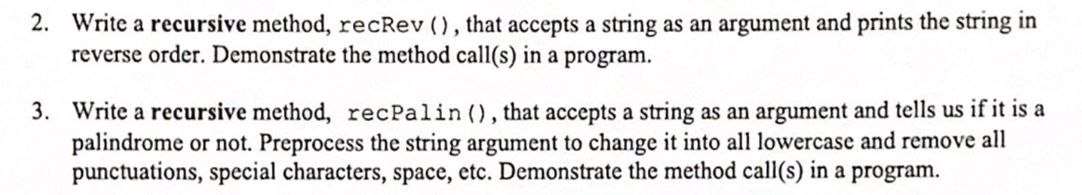 Solved Solve the following problems using recursion*. Take | Chegg.com