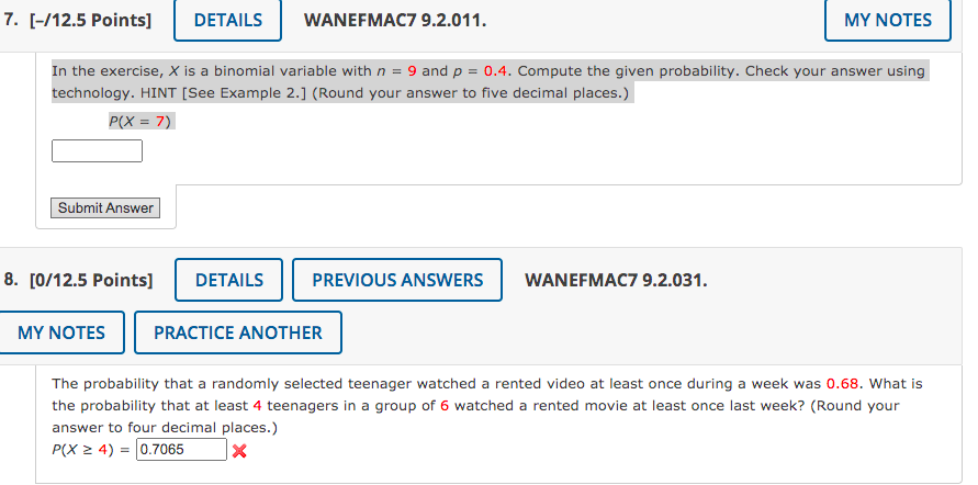 Solved 7. [-/12.5 Points] DETAILS WANEFMAC7 9.2.011. MY | Chegg.com