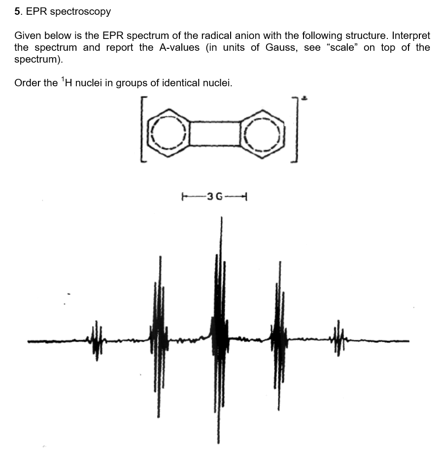 Solved 5. EPR spectroscopy Given below is the EPR spectrum | Chegg.com