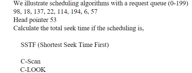 Solved The answers for sstf is 243 , c scan is 367, and | Chegg.com