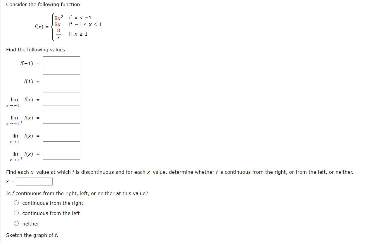Solved Consider the following function. f(x) = 8x2 if x