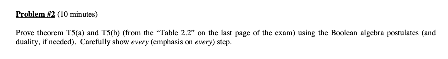 Prove theorem T5(a) and T5(b) (from the "Table 2.2" | Chegg.com