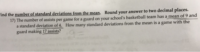 Solved ind the number of standard deviations from the mean. | Chegg.com