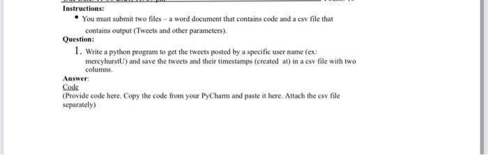Instructions: You must submit two files - a word | Chegg.com