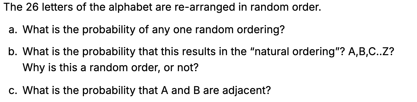 Solved The 26 ﻿letters of the alphabet are re-arranged in | Chegg.com