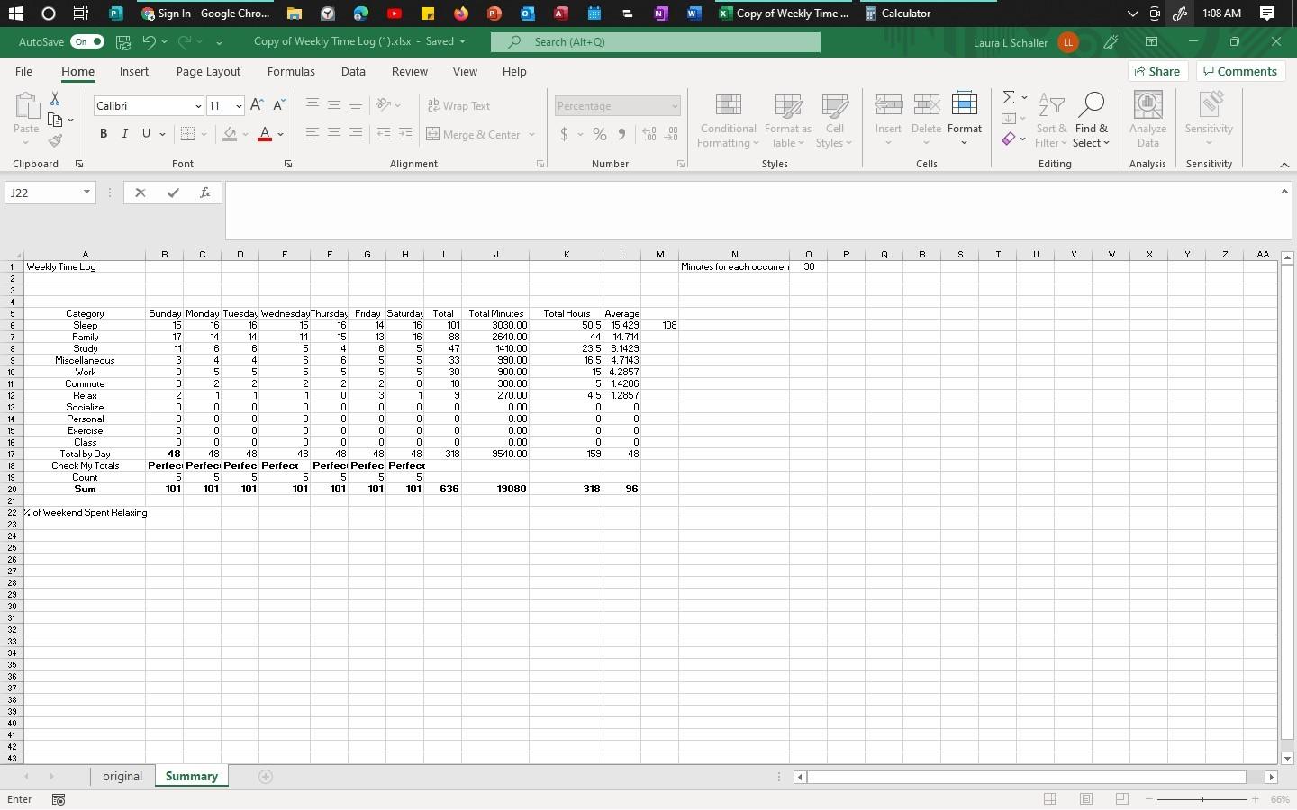 Solved How do I find the percent for how much time I spent | Chegg.com
