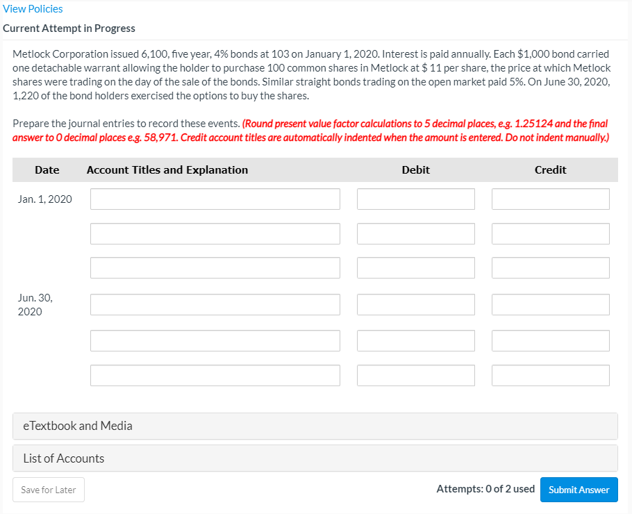 Solved View Policies Current Attempt in Progress Metlock | Chegg.com