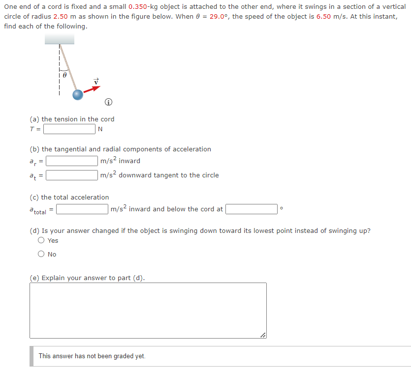 Solved One end of a cord is fixed and a small 0.350−kg | Chegg.com
