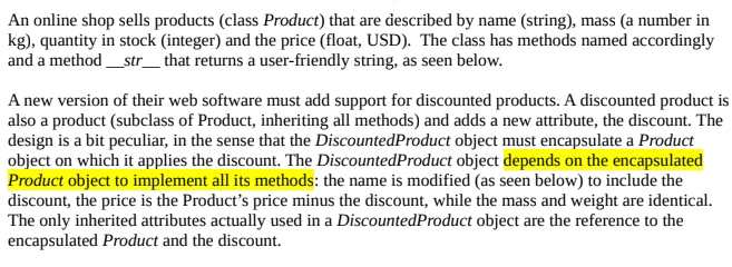 Solved An online shop sells products (class Product) that | Chegg.com