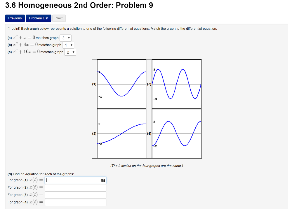 Solved 3.6 Homogeneous 2nd Order: Problem 9 PreviousProblem | Chegg.com Solved 3.6 Homogeneous 2nd Order: Problem 9 PreviousProblem | Chegg.com