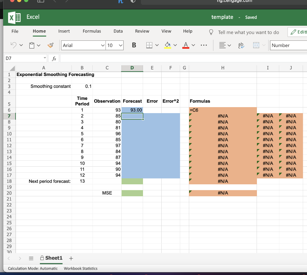 Solved X1 Excel template Saved File Home Insert Formulas | Chegg.com