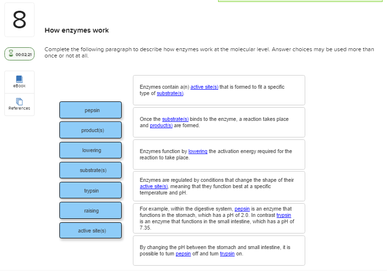 Solved 8 How enzymes work Complete the following paragraph | Chegg.com