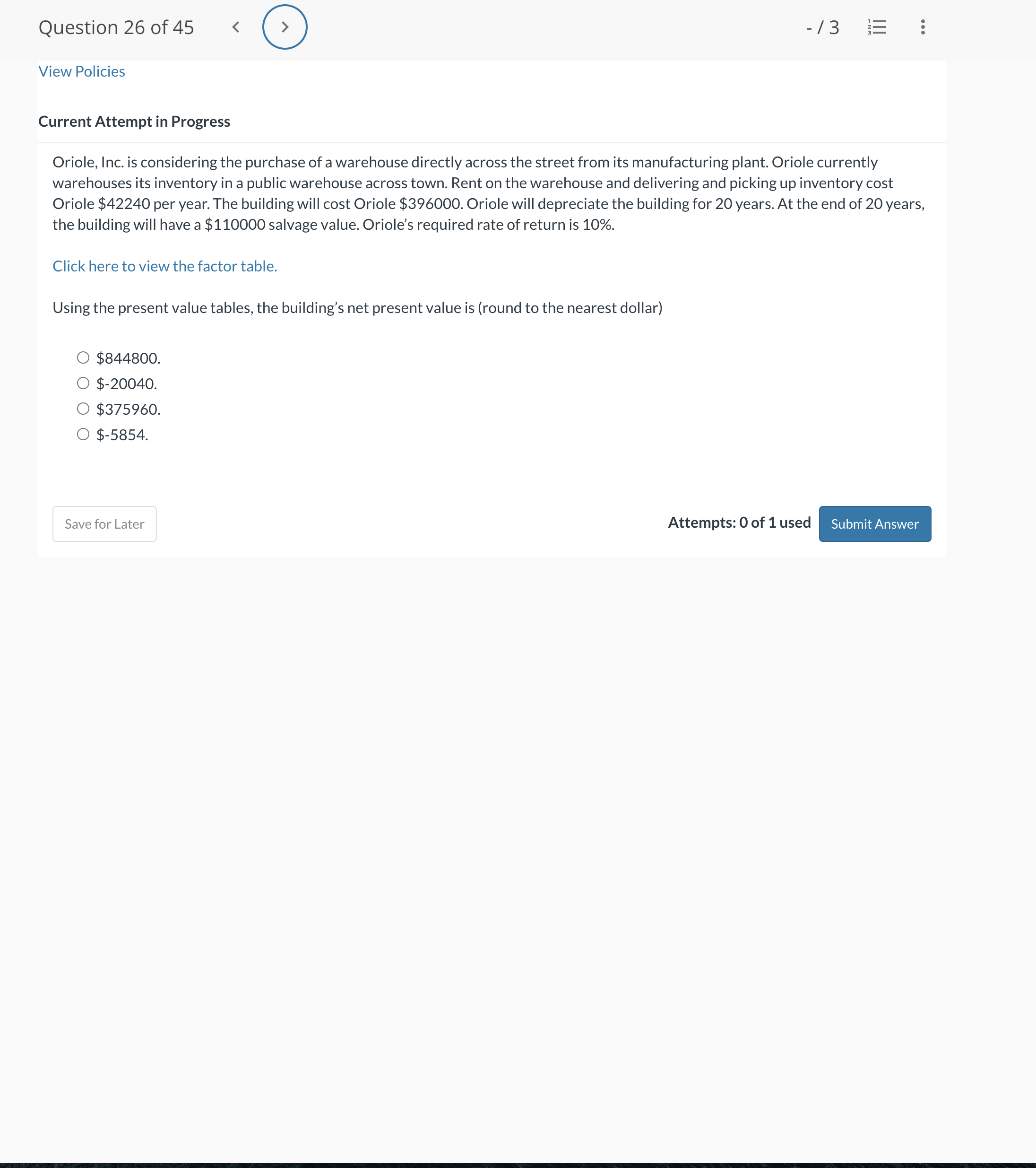 Solved Current Attempt in Progress Oriole, Inc. is | Chegg.com