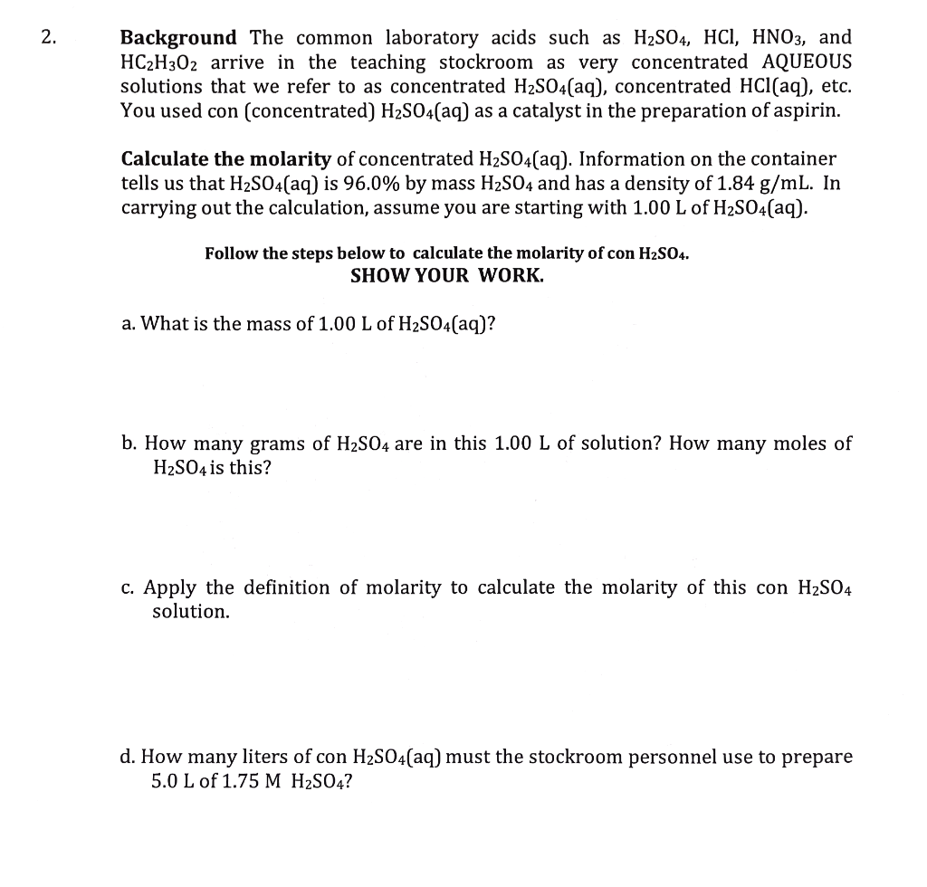 Solved 2. Background The common laboratory acids such as | Chegg.com