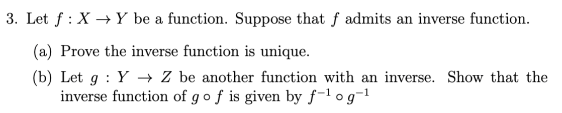 Solved 3. Let f:X + Y be a function. Suppose that f admits | Chegg.com